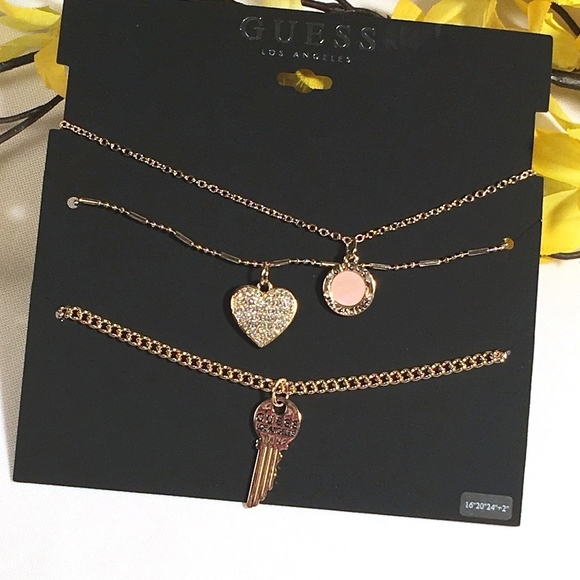 Guess | Jewelry | 33 Guess Layered Necklace Heart Key | Poshmark